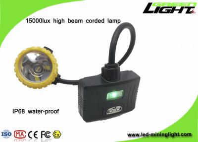 China Aluminum 450mA 1.7W 15000lux Semi Corded Mining Headlight with 6.8Ah Battery for sale