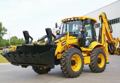 China Cummin Engine 4WD Backhoe Loader SAM388H with 6 in 1 Bucket Hot Sale in Angola for sale