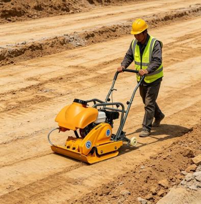 China HZR90 80kg Gasoline Vibratory Plate Compactor Small Soil Compaction Machine for Landscaping Road Repair and Construction for sale