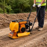 China HZR90 80kg Gasoline Vibratory Plate Compactor Small Soil Compaction Machine for Landscaping Road Repair and Construction for sale