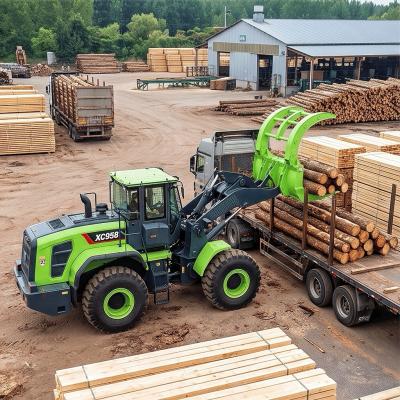 China 5.5 ton Full Electric Loader XC958-EV Battery Powered Front End Loader Low Noise with Log Grapple for Timber Forestry Handling Construction Mining for sale