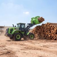 China 5.5 Ton Electric Wheel Loader XC958-EV Zero Emission with Timber Grapple, Electric Log Handler for Wood Timber Yard Material Moving For Sale in Sudbury Vancouver Edmonton Canada for sale