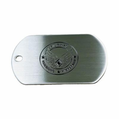 China Silver Custom Stainless Steel Tags Wear Resistant Metal Swing Tags With Recessed Letters for sale
