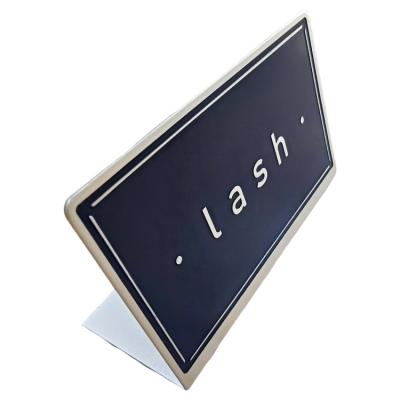 China Lightweight Metal Desk Sign Dark Blue Custom Metal Nameplate for sale