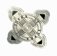 China Abrasion Resistant Custom Embossed Nameplates Permanent Adhesive Brushed Aluminum Nameplate Durable for sale