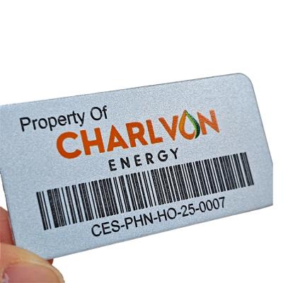 China Wear Resistant Laser Engraved Metal Tags Silver Aluminum Barcode Labels For Equipment for sale