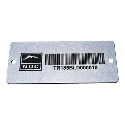 China Customized Aluminum Barcode Tags Durable Metal Barcode Asset Tags Silver for sale