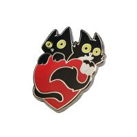 China Black Cat Custom Metal Badge Hugging Heart Enamel Metal Badges for sale