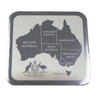 China Customized Aluminum Pattern Coasters Metal Anodized Silver And Gold Cup Labels for sale
