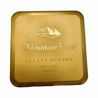 China Customized Gold Metal Coasters Aluminum Metal Drink Coasters With Felt Pad for sale