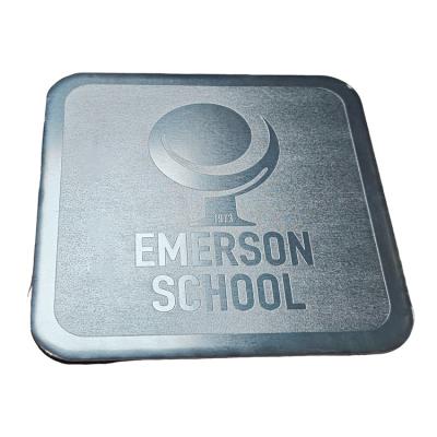 China Customized Aluminum Pattern Coasters Metal Anodized Silver And Gold Cup Labels for sale
