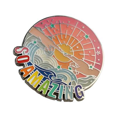 China Circular Customized Metal Badges Scratch Proof Embossed Metal Badge Waterproof for sale