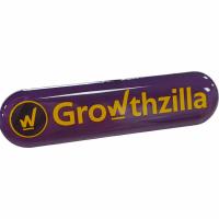 China Customized Purple Printed Epoxy Resin Metal Sign With Transparent Dome-shaped Aluminum Label for sale