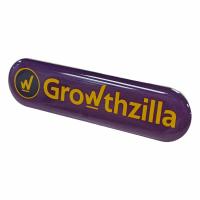China Customized Purple Printed Epoxy Resin Metal Sign With Transparent Dome-shaped Aluminum Label for sale