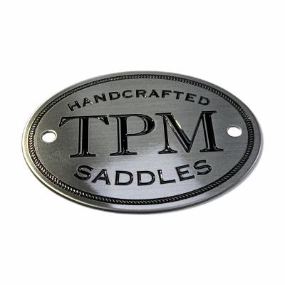 China Stainless Steel Nameplate Etching Process, Metal Saddle Logo Personalized Customization for sale
