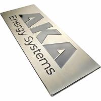 China Custom Brushed Stainless Steel Sign Engraved Debossed Logo Nameplate With Screws for sale