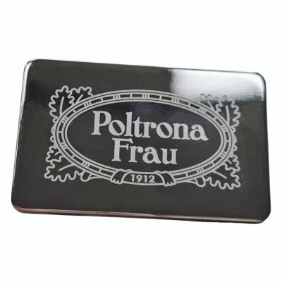China Customized Stainless Steel Laser Logo Nameplate Electroplated Polished Black Chrome Metal Signboard For Furniture for sale