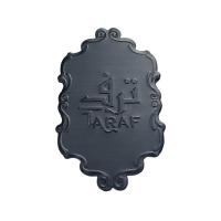 China Custom Black Aluminum Embossed Perfume Label With Self-Adhesive Backing for sale