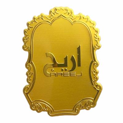 China Custom-made High-quality Nameplates Of Aluminum Alloy Embossed Perfume Labels In Court Style for sale