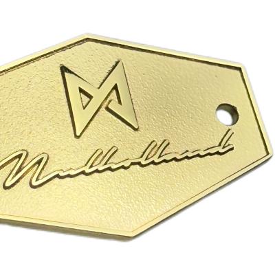 China Customized Zinc Alloy Golden Logo With Raised Design And Matte Texture for sale