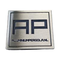 China Custom Brushed Stainless Steel Filled Color Nameplate With Adhesive Backing for sale