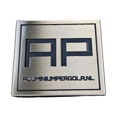 China Custom Brushed Stainless Steel Filled Color Nameplate With Adhesive Backing for sale