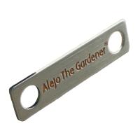 China Custom Brushed Stainless Steel Nameplate Metal Red Engraved Logo Label For Furniture for sale