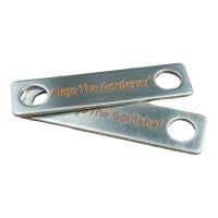 China Custom Brushed Stainless Steel Nameplate Metal Red Engraved Logo Label For Furniture for sale