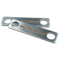China Custom Brushed Stainless Steel Nameplate Metal Red Engraved Logo Label For Furniture for sale