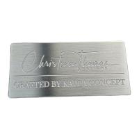 China Custom Brand Waterproof Stainless Steel Nameplate Metal Logo Brush Surface Label For Furniture for sale