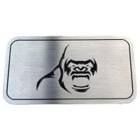 China Custom Stainless Steel Etching Brand Logo Label With Black Paint Inside With 3M Adhesive for sale