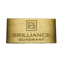 China Custom Brushed Brass Nameplate With 3M Adhesive Backing for sale