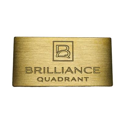 China Custom Brushed Brass Nameplate With 3M Adhesive Backing for sale