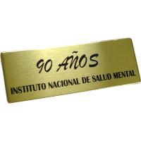 China Custom Aluminum Golden Nameplate Black Text Printing Metal Label With 3M Adhesive for sale