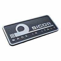 China Custom Aluminum Highlight Silver Brand Logo Nameplate Black Anodized Label With Feet for sale