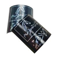 China Custom Curved Perfume Label, Black Base With Mirror-Finish Logo for sale