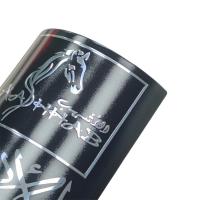 China Custom Curved Perfume Label, Black Base With Mirror-Finish Logo for sale