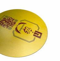 China Custom Aluminum Gold Base Plate Label Red Printing Nameplate Metal Barcode Tag for sale
