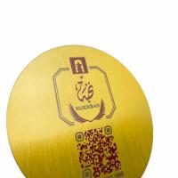 China Custom Aluminum Gold Base Plate Label Red Printing Nameplate Metal Barcode Tag for sale