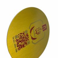 China Custom Aluminum Gold Base Plate Label Red Printing Nameplate Metal Barcode Tag for sale