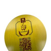 China Custom Aluminum Gold Base Plate Label Red Printing Nameplate Metal Barcode Tag for sale