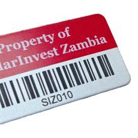 China Customized Aluminum Red Barcode Tag Laser Metal Industrial Asset ID Labels for Logistics Tracking Management for sale