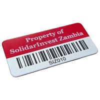 China Customized Aluminum Red Barcode Tag Laser Metal Industrial Asset ID Labels for Logistics Tracking Management for sale