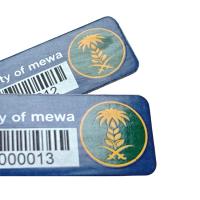 China Customized Aluminum Printed Blue And Two-color Logo Barcode Label With Adhesive for sale