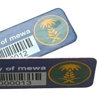 China Customized Aluminum Printed Blue And Two-color Logo Barcode Label With Adhesive for sale
