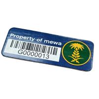 China Customized Aluminum Printed Blue And Two-color Logo Barcode Label With Adhesive for sale