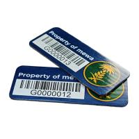 China Customized Aluminum Printed Blue And Two-color Logo Barcode Label With Adhesive for sale