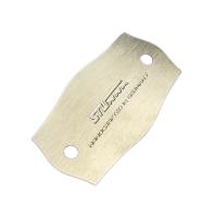 China Custom Irregular Shape Metal Nameplate Brushed Stainless Steel Nameplate Etched Debossed Letter Sign With Two Holes for sale