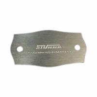 China Custom Irregular Shape Metal Nameplate Brushed Stainless Steel Nameplate Etched Debossed Letter Sign With Two Holes for sale