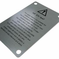 China Custom Multilingual Safety Warning Aluminum Nameplates Compliant Furniture Labels for sale